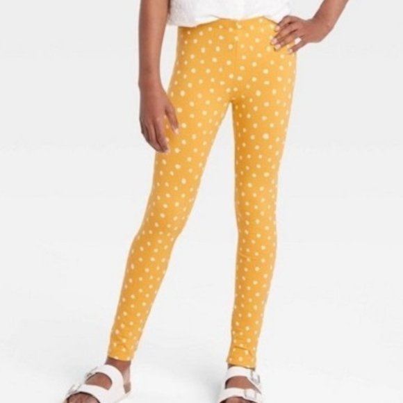 Cat & Jack | Bottoms | Cat Jack Mustard Cream Girls Dot Leggings Size ...